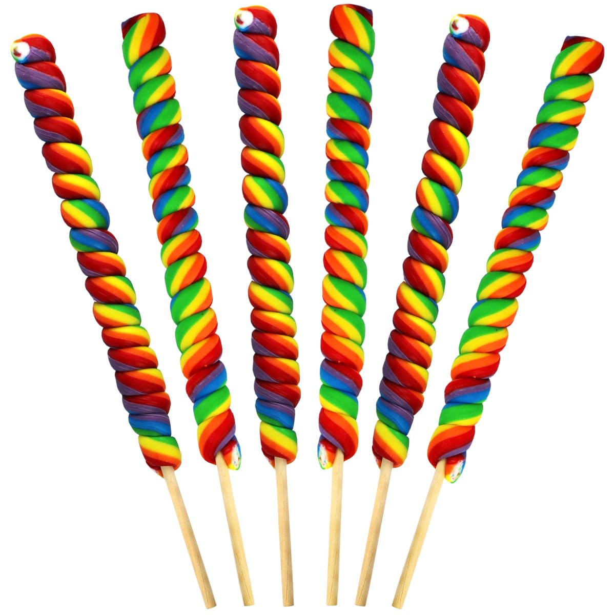 Amazon.com : 6 Jumbo 12" Inch Twisty Rainbow Lollipops Individually ...
