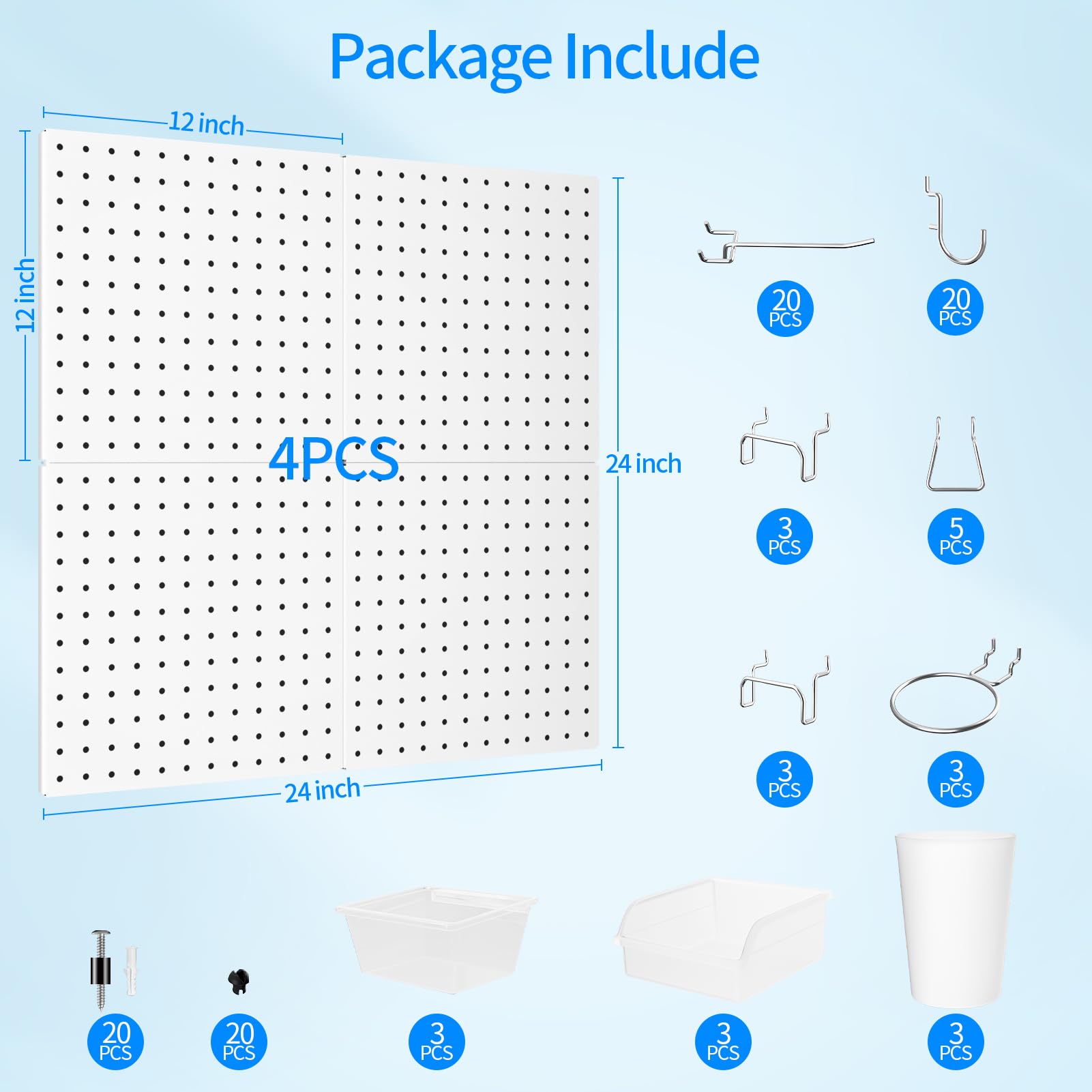 Snapklik.com : DEMEDO Peg Board, Metal Pegboard Kit 78Pcs, Heavy Duty ...