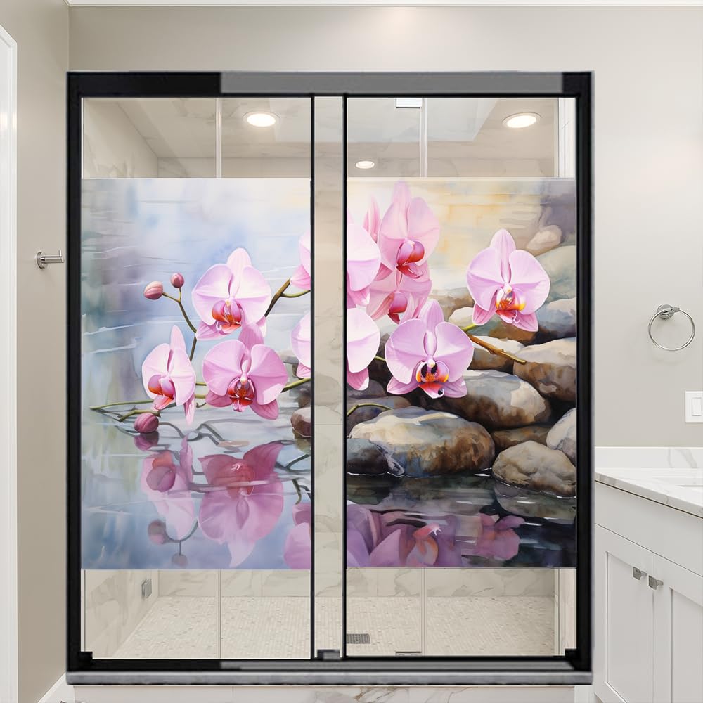Nature Scene Window Film Glam Forest Stream Window Privacy Film Falling ...