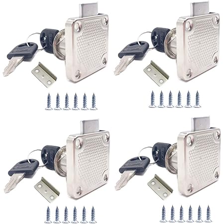 4 Sets Security Drawer Lock Furniture Lock Cylinder Zinc Alloy Cam Lock for Mailbox Drawer ...