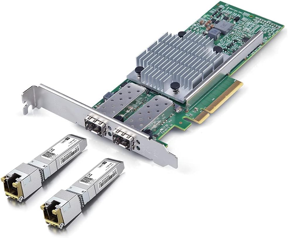 Amazon.com: 10Gb SFP+ PCI-E Network Card NIC, with 2 Pack 10GBase-T ...