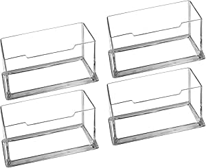 Business Card Holder,4 PCS Clear Acrylic Name Card Holder Flash Card ...