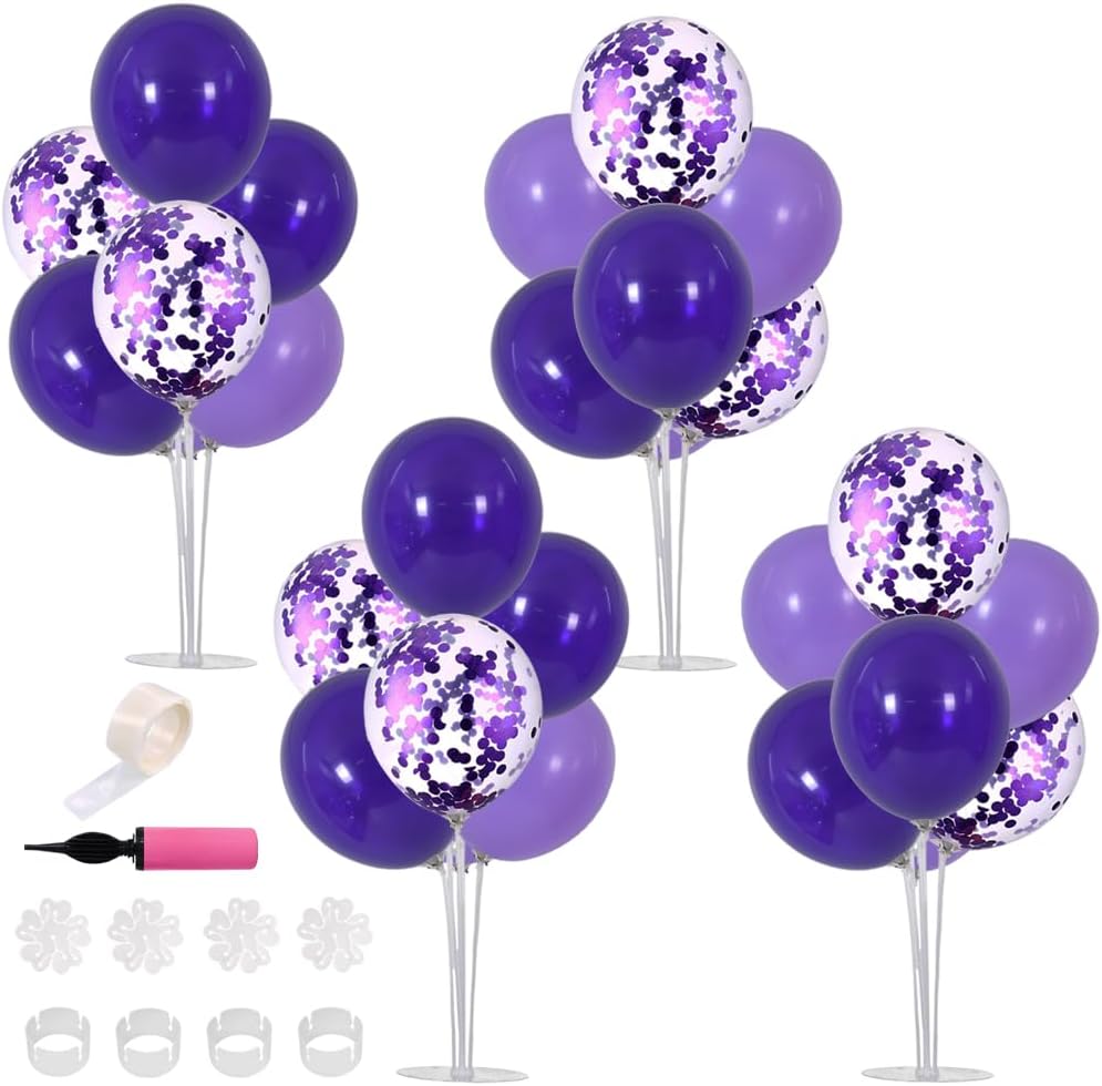 Amazon.com: TONIFUL Purple Balloon Stand Centerpiece Table Decorations ...