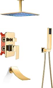 Amazon.com: POLGDW Faucet/Tap,LED Shower Concealed Gold Shower Faucet ...