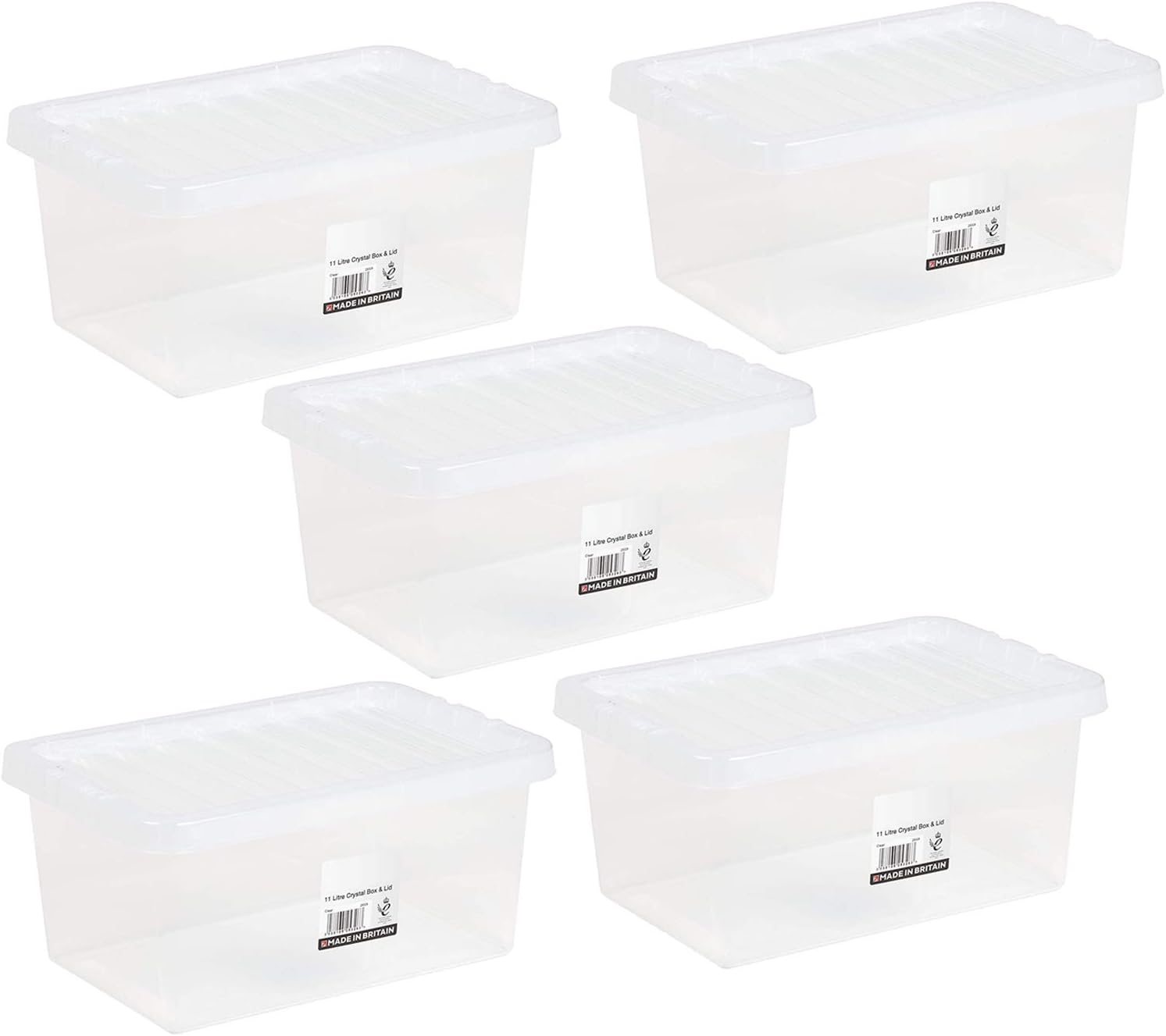 1ABOVE Home Office Clear Plastic Stackable Storage Boxes & Lids PACK OF ...