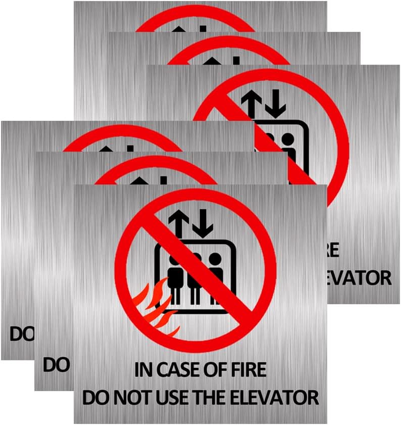 Amazon.com : In Case of Fire Do Not Use Elevators Sign Labels 6x6 ...