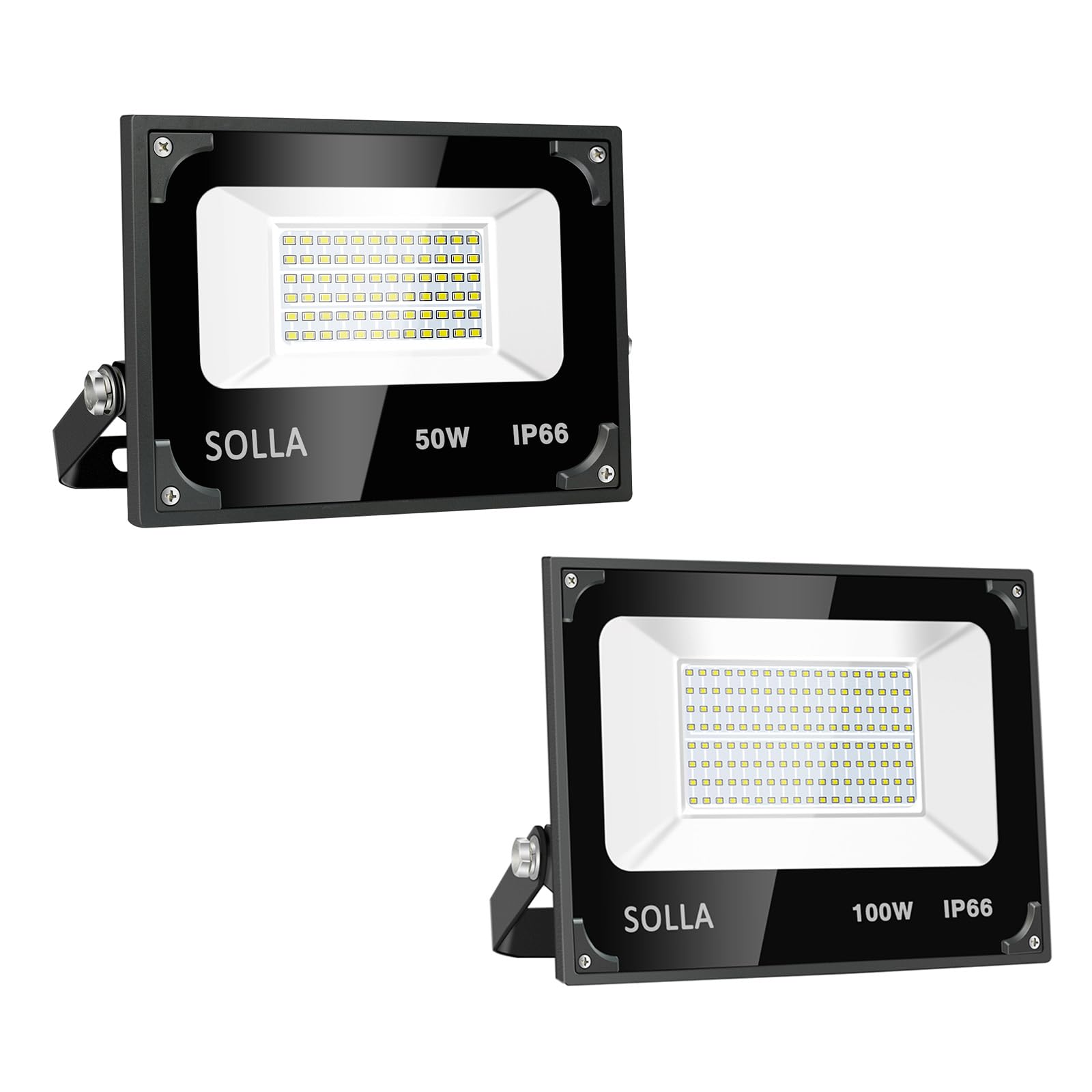 SOLLA 1 Pack 50W and 1 Pack 100W Led Flood Light, 3000K Warm White ...