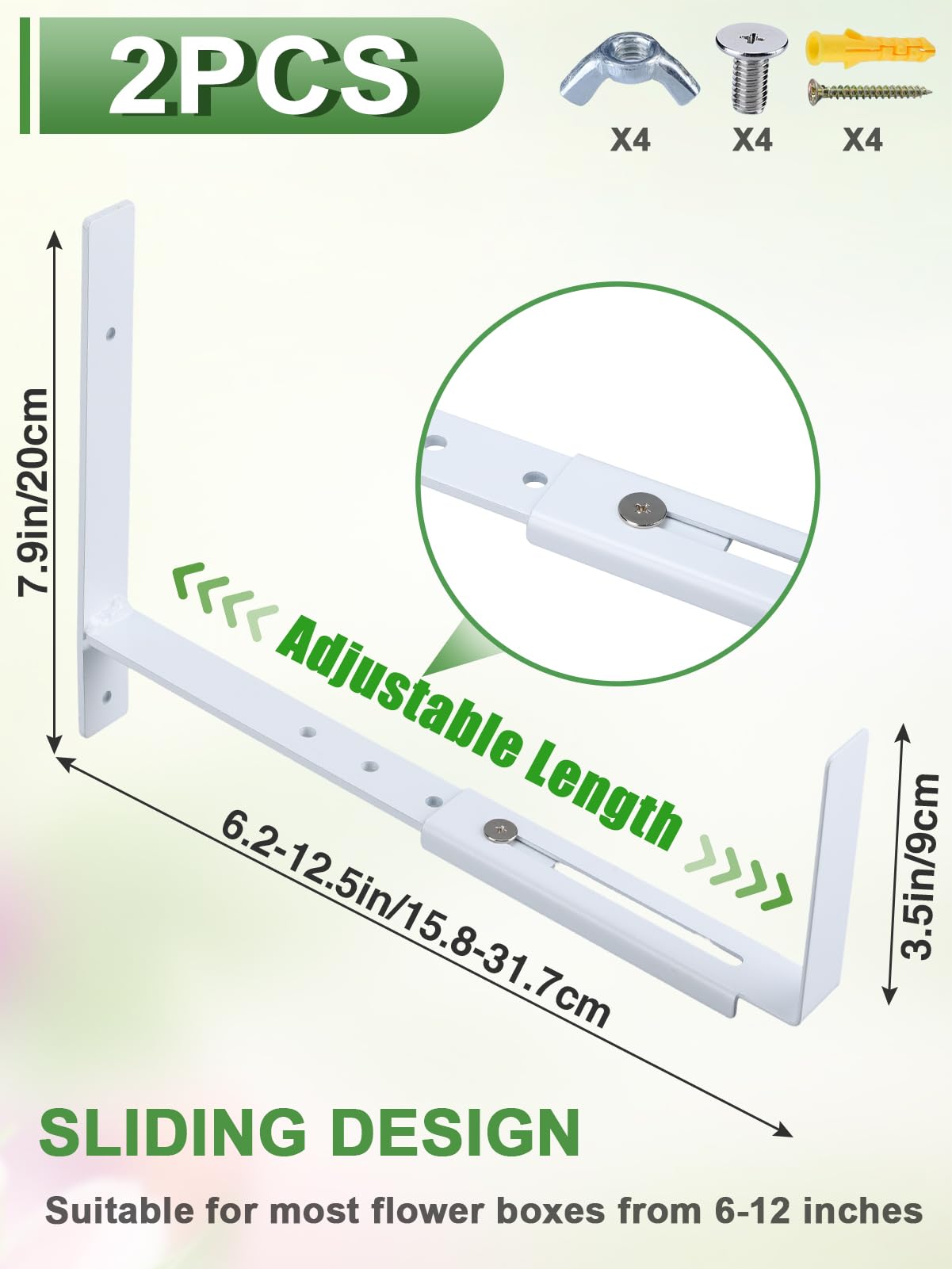 Snapklik.com : Adjustable Window Planter Box Brackets, 2 Pack Flower ...