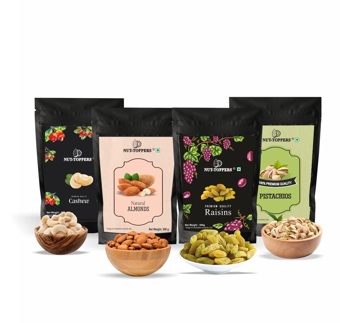 Nut Toppers dry Fruits Nuts combo pack all4 (cashew 500g+pistachios500g ...