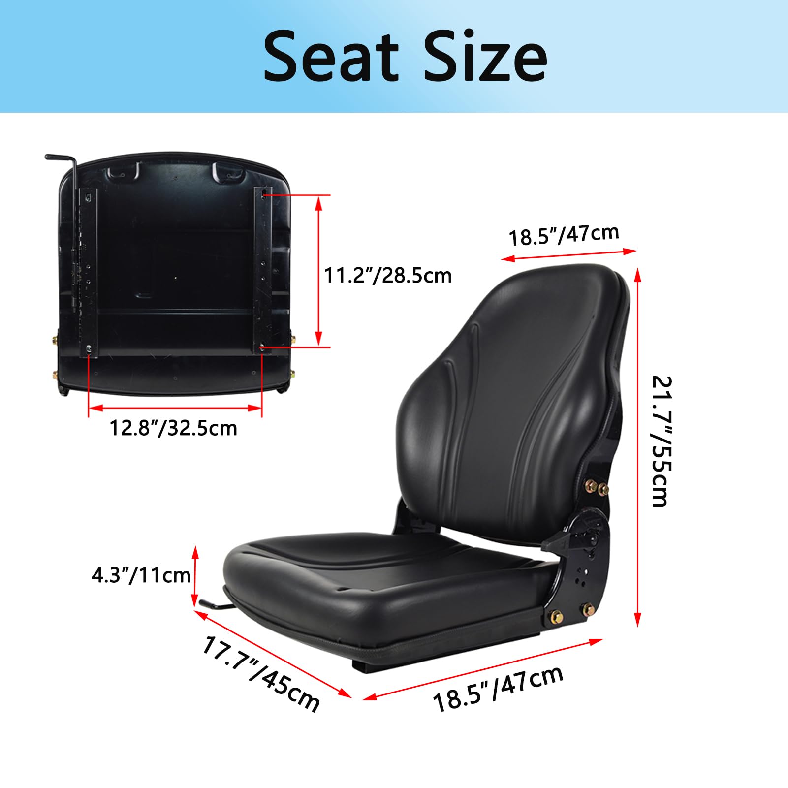 Snapklik.com : Universal Tractor Seat, Fold Down Forklift Seat, High ...