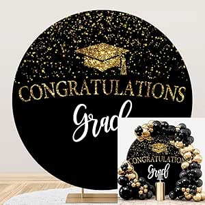 Amazon.com : OERJU Graduation Round Backdrop Cover 6.5x6.5ft Congrats ...