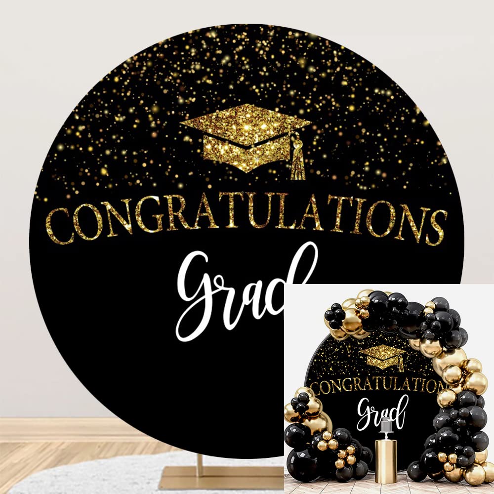 Amazon.com : OERJU Graduation Round Backdrop Cover 6.5x6.5ft Congrats ...