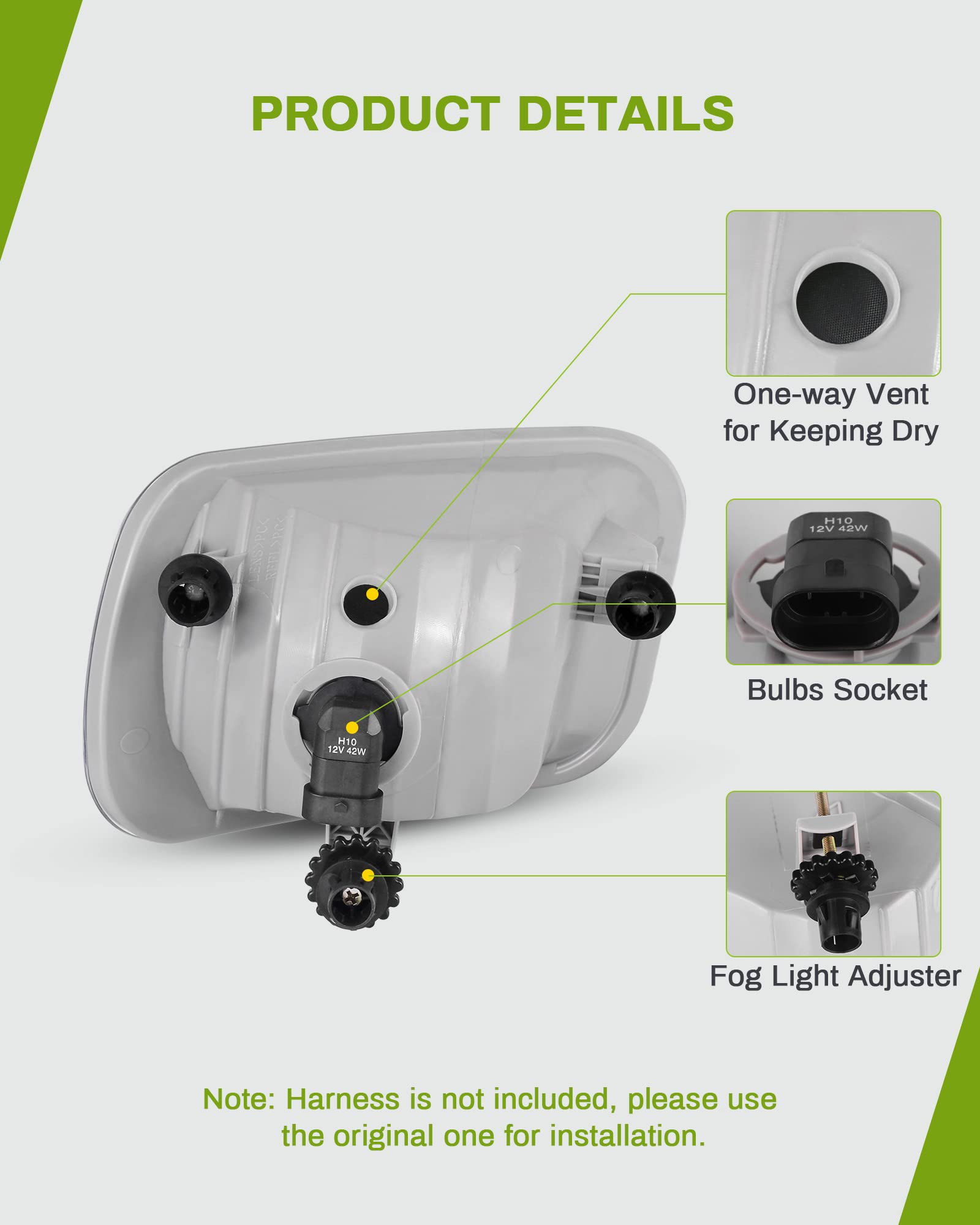 AUTOSAVER88 Fog Lights Compatible with 2009 2010 2011 2012 Dodge Ram ...