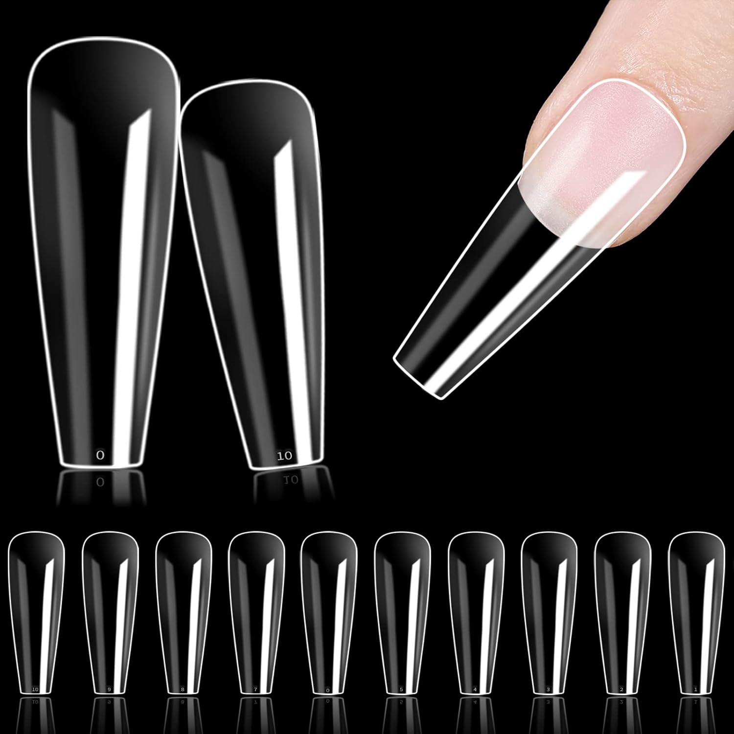 500PCS Ballerina Fake Nails Long Coffin Artificial Nails Acrylic Nails ...