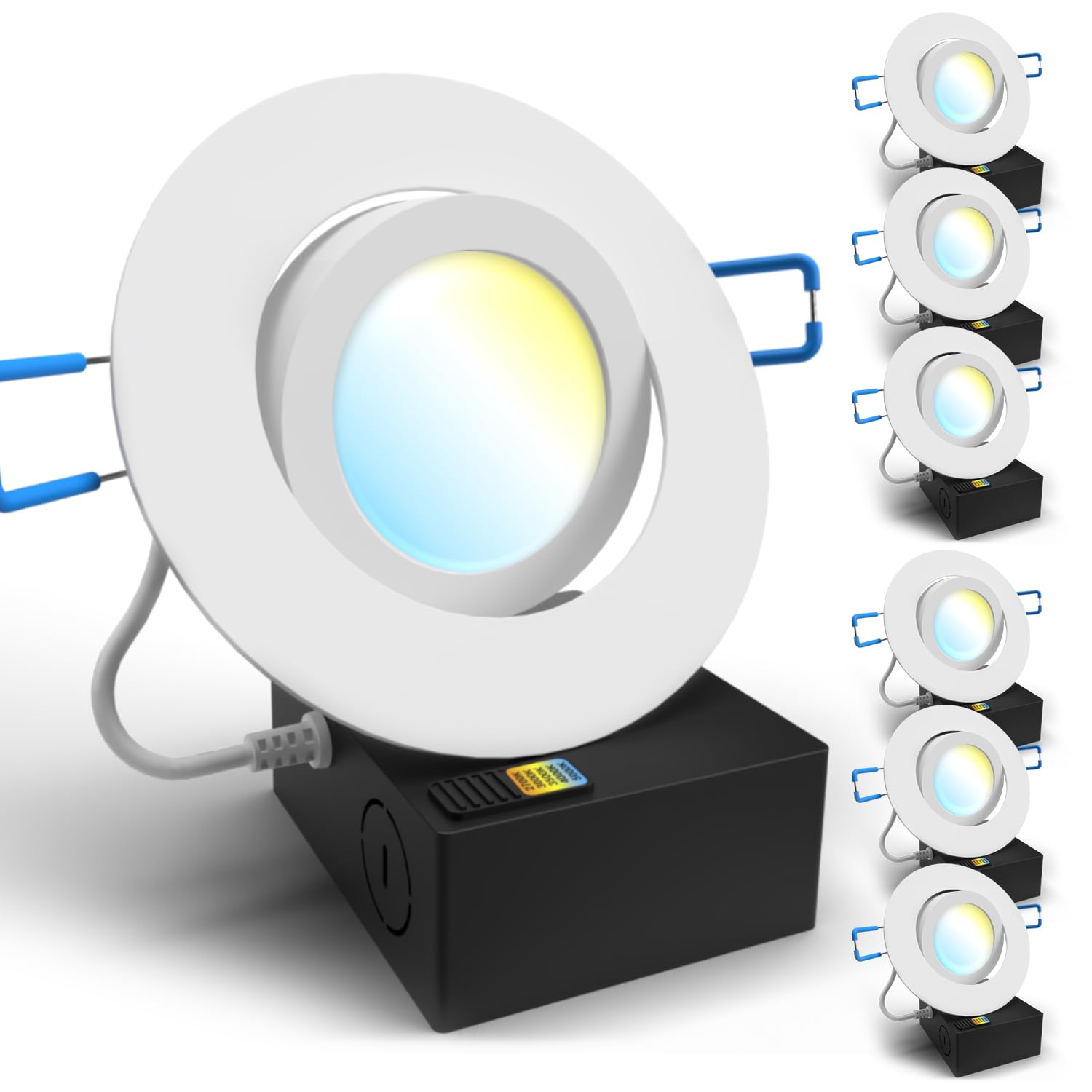 Sunco 6 Pack Adjustable Recessed Lighting 4 Inch LED, Angled ...