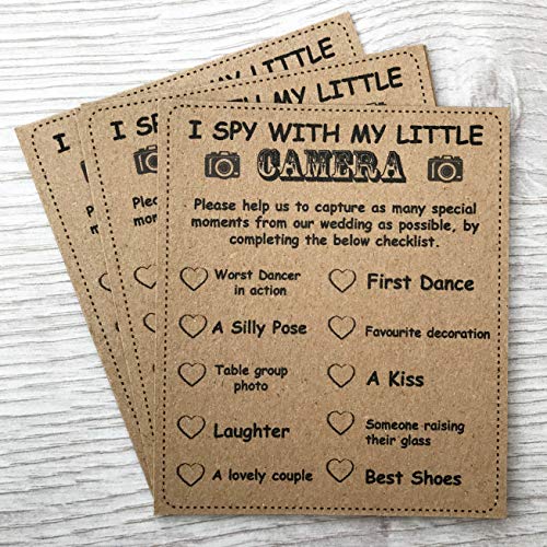 Wedding Game ISPY Kraft Cards Qty 10 Trivia Place Setting Table Vintage ...
