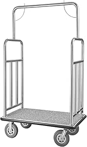 Amazon.com: VEVOR Hotel Luggage Cart, Brushed Stainless Steel Finish ...