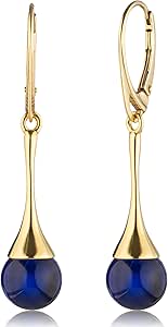 Amazon.com: Amber Earrings for Women - Ball Bead with Gold Plated ag925 ...