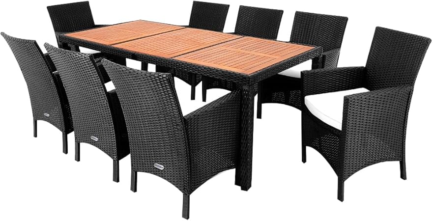 Casaria® Gartenmöbel Set 8 Stühle inkl. 7cm Auflagen extra Breit mit ...