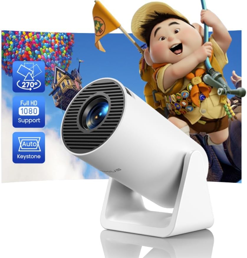 Auto Keystone Correction Mini Portable Projector, 4K/ 200 ANSI Smart ...