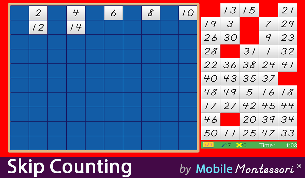 Aplicación Montessori Skip Counting - Counting from 1 - 100 by twos ...
