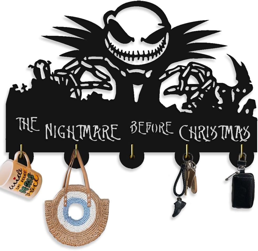 Amazon.com: Nightmare Key Hooks Wood Christmas Home Decor-Black Storage ...