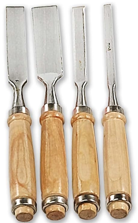 WEDGE 9" Wood Chisel Set | 4-Piece, Sizes 1/4" (6mm) to 1" (24mm ...