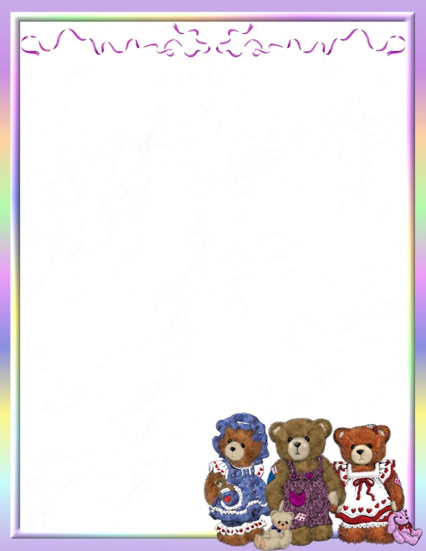 Amazon.com : Teddy Bear Stationery Printer Paper 26 Sheets : Office ...
