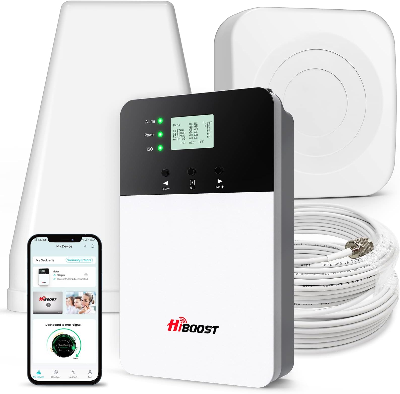 Amazon.com: HiBoost Cell Phone Signal Booster, Cover 8000 sq ft with 2 ...