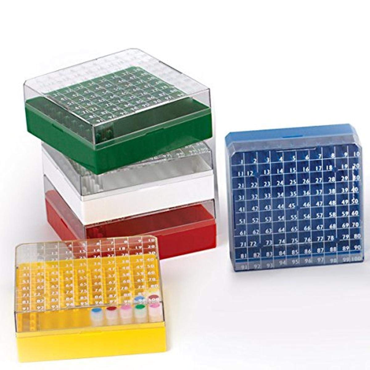 Pack of 5 Holds 100 Vials Globe Scientific BioBox 3050W Polycarbonate ...