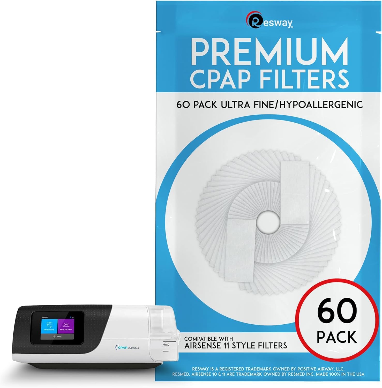 Amazon.com: Premium Resway Disposable Hypoallergenic CPAP Filters ...