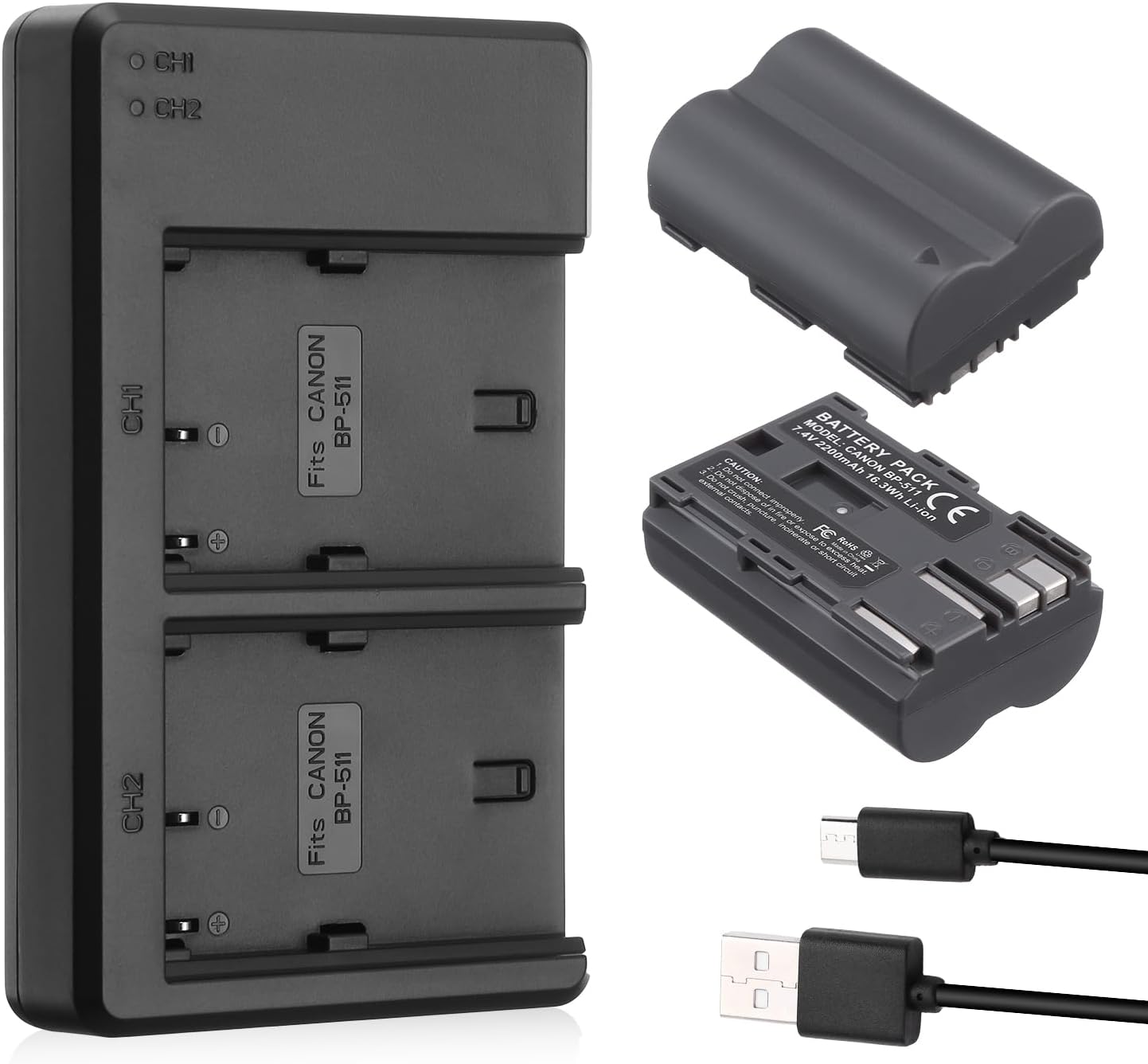 Amazon.com : STK CB-5L BP-511 BP-511a Charger Battery for Canon Rebel ...