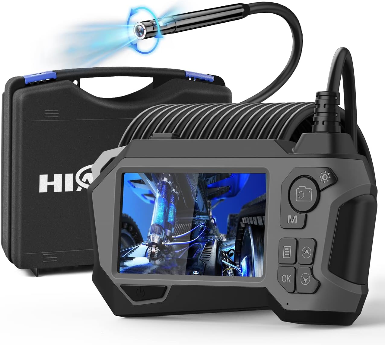 Hiacinto 360° Electric Rotation Endoscope, 1080P Dual Lens Rotatable ...