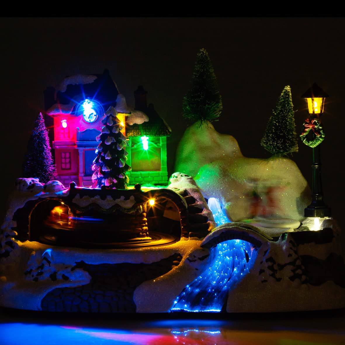 Animated Train Outdoor Christmas Lights Led Village W/ Revolving Train