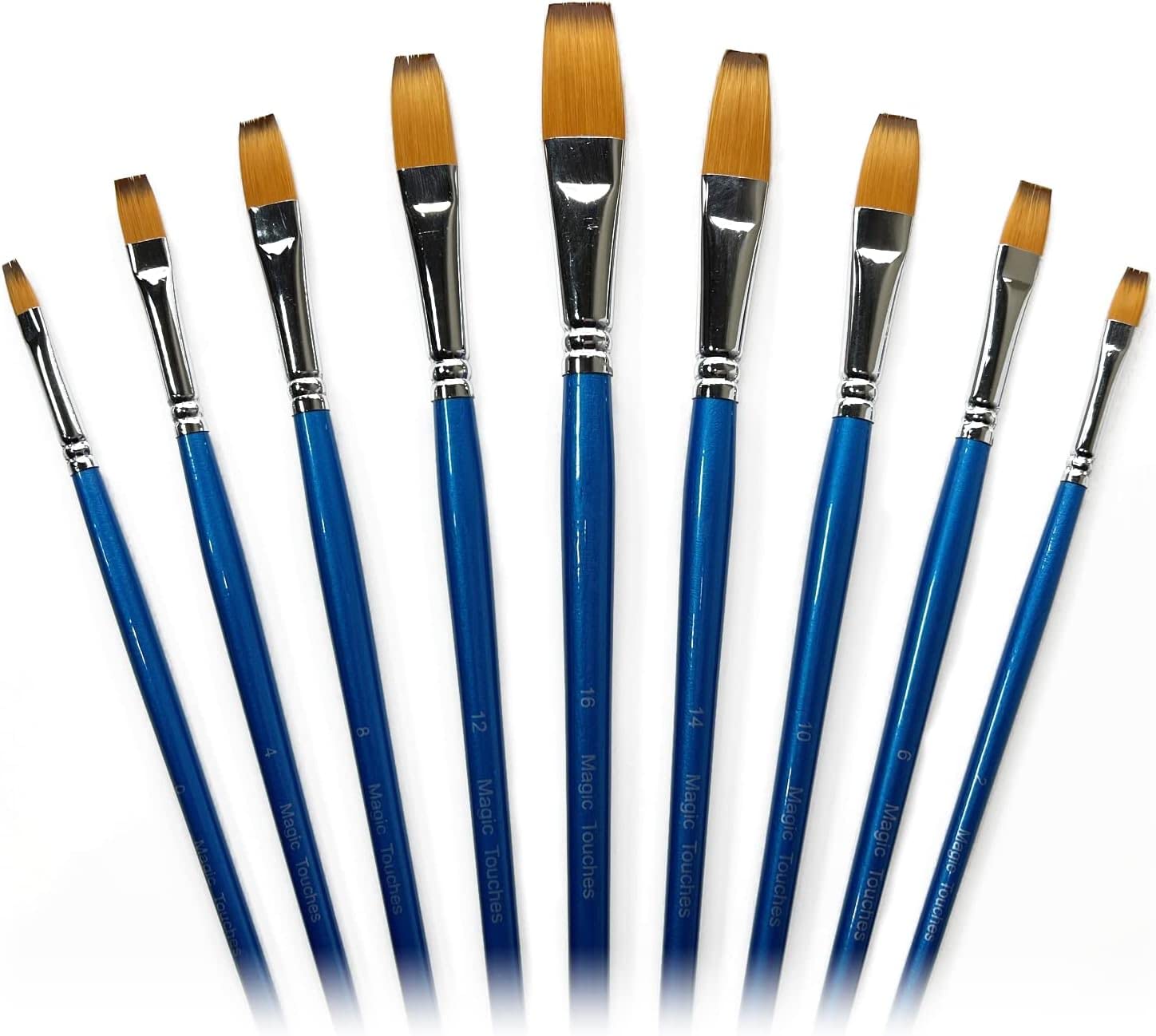 ARTIST PAINT BRUSHES - F - Professional Quality Black Tip, Golden Nylon ...