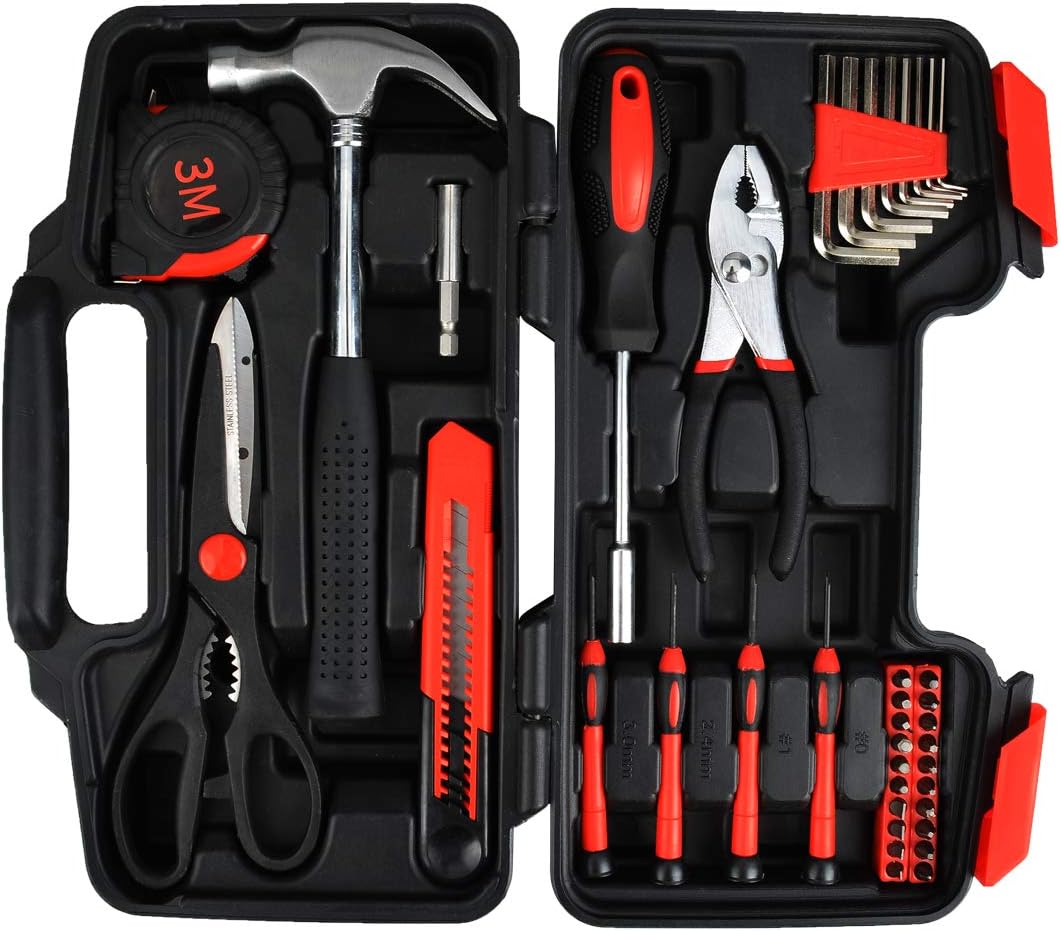 40-Piece Household Tools Kit - Small Basic Home Tool Set with Plastic ...