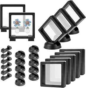 3D Floating Display Case Set of 10 , Transparent Floating Frame, Display Holder Stands, Black ...