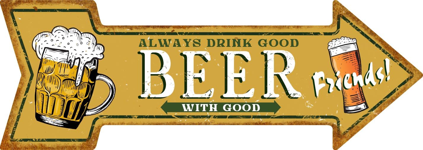 Amazon.com: Mukuko Vintage Beer Decor Signs, 6" x 18" 'Drink Good Beer ...