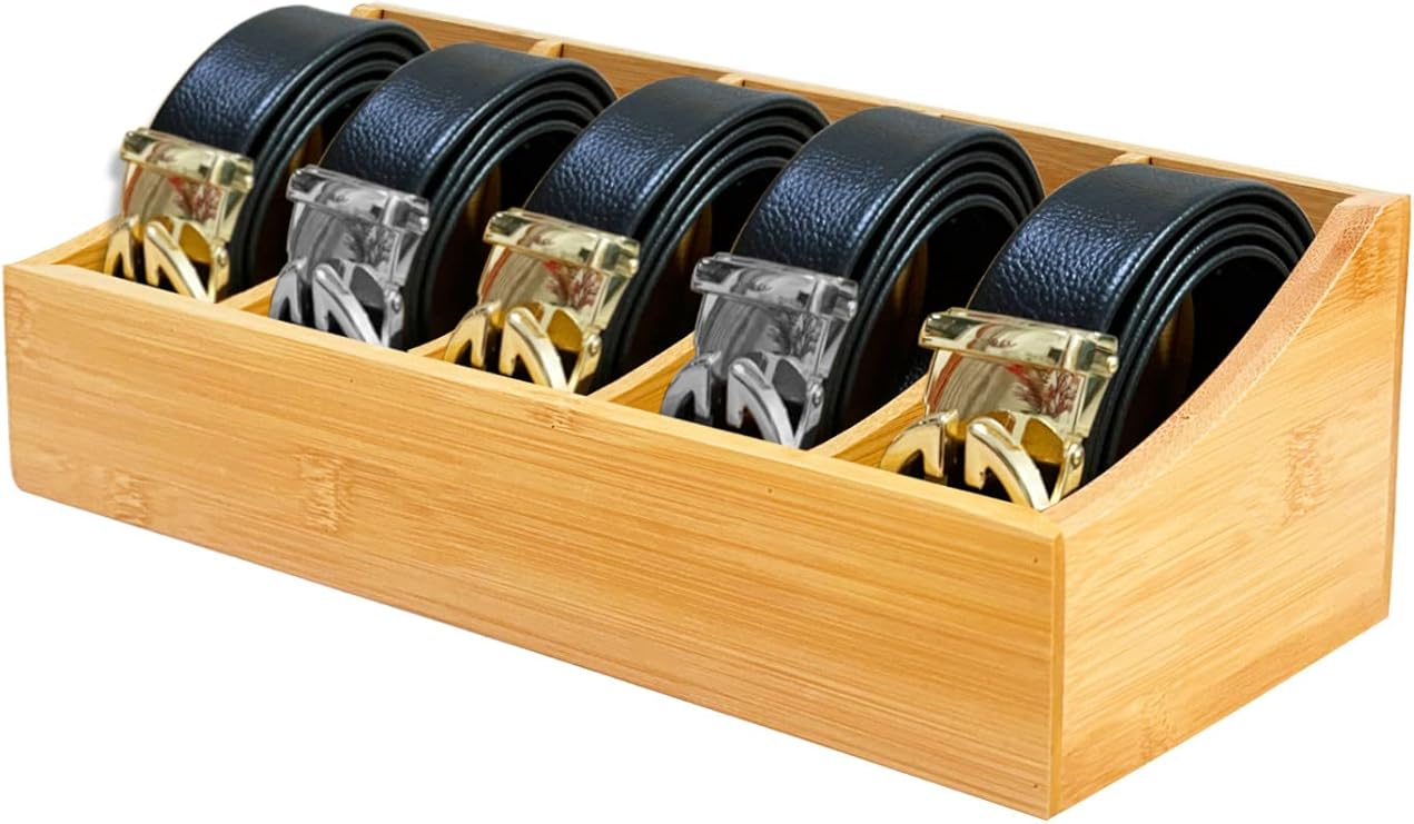 Amazon.com: Homesweet Bamboo Tie and Belt Organizer for Closet Drawer ...