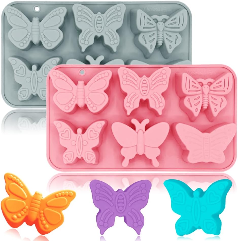 Amazon.com: 2 Pack Butterfly Silicone Molds 3D Butterfly Themed Baking ...