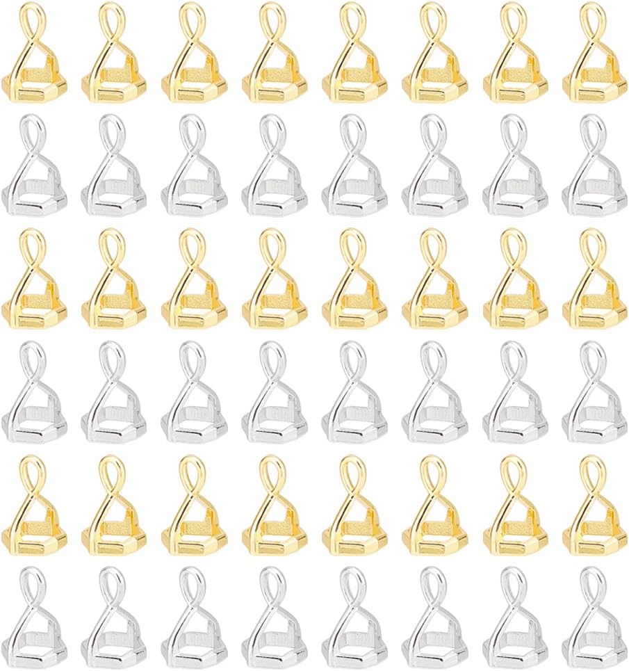 Amazon.com: UNICRAFTALE 40Pcs 2 Colors Bead Bail Cap Metal Hexagon ...