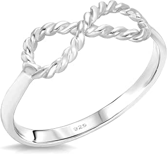 Amazon.com: MINDDHA Sterling Silver Infinity Ring - 925 Sterling Silver ...