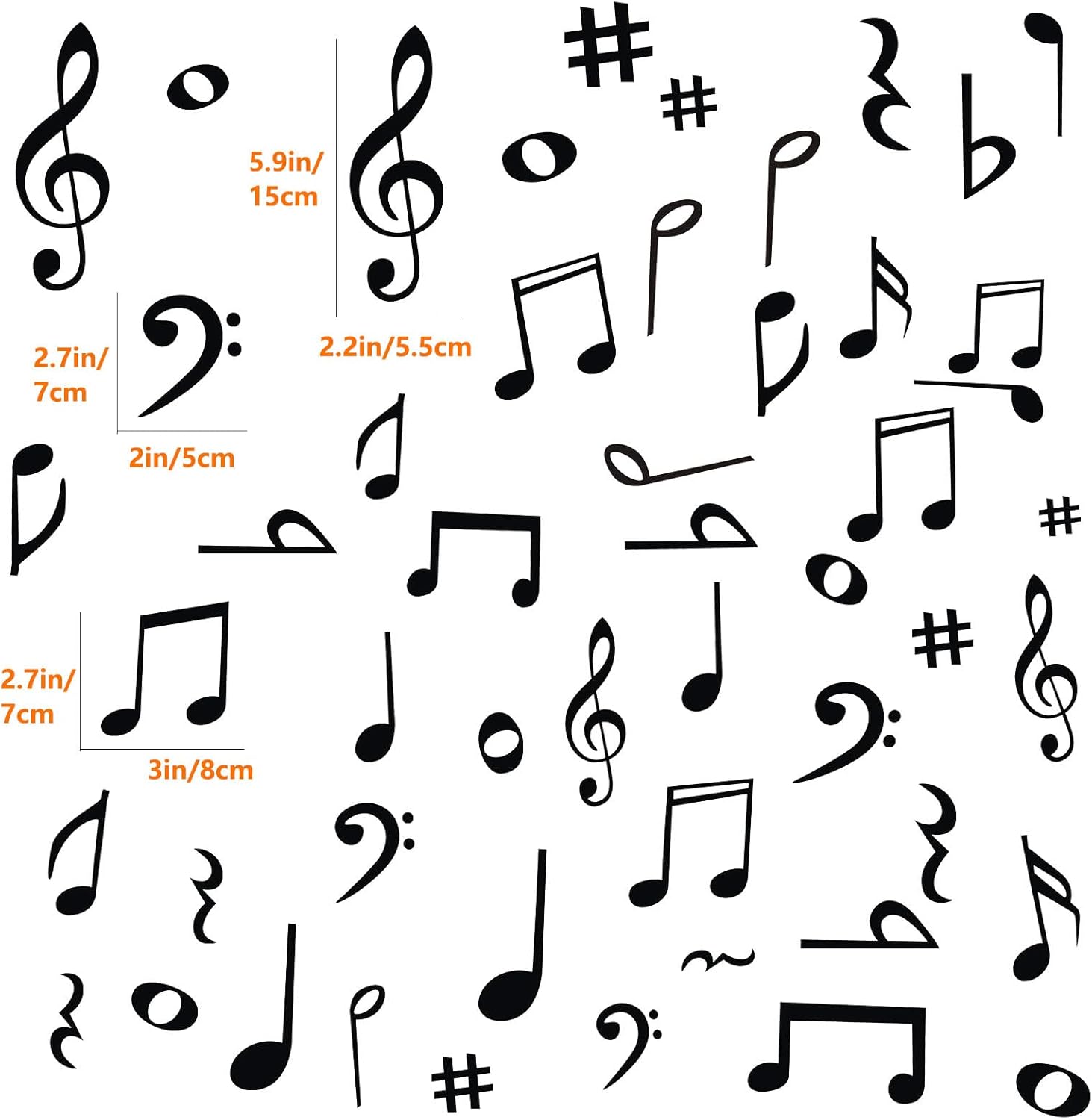 Calcomanías de pared de notas musicales, notas musicales creativas ...