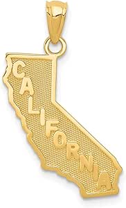 Amazon.com: Solid 14k Yellow Gold California State Pendant (25.5mm x ...