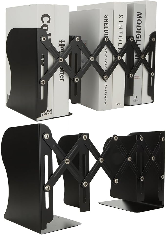 Amazon.com: SHUESS 2 Pack Adjustable Bookends Metal Expandable Bookends ...