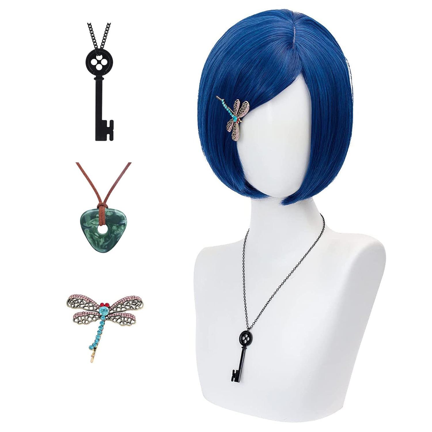 Amazon.com: ZNTU Coraline Cosplay Wig for Women, Dark Blue Bob Short ...