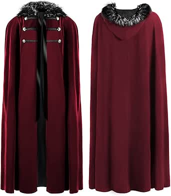 Limqer Unisex Role King Play Viking Costume Medieval Steampunk Cape ...