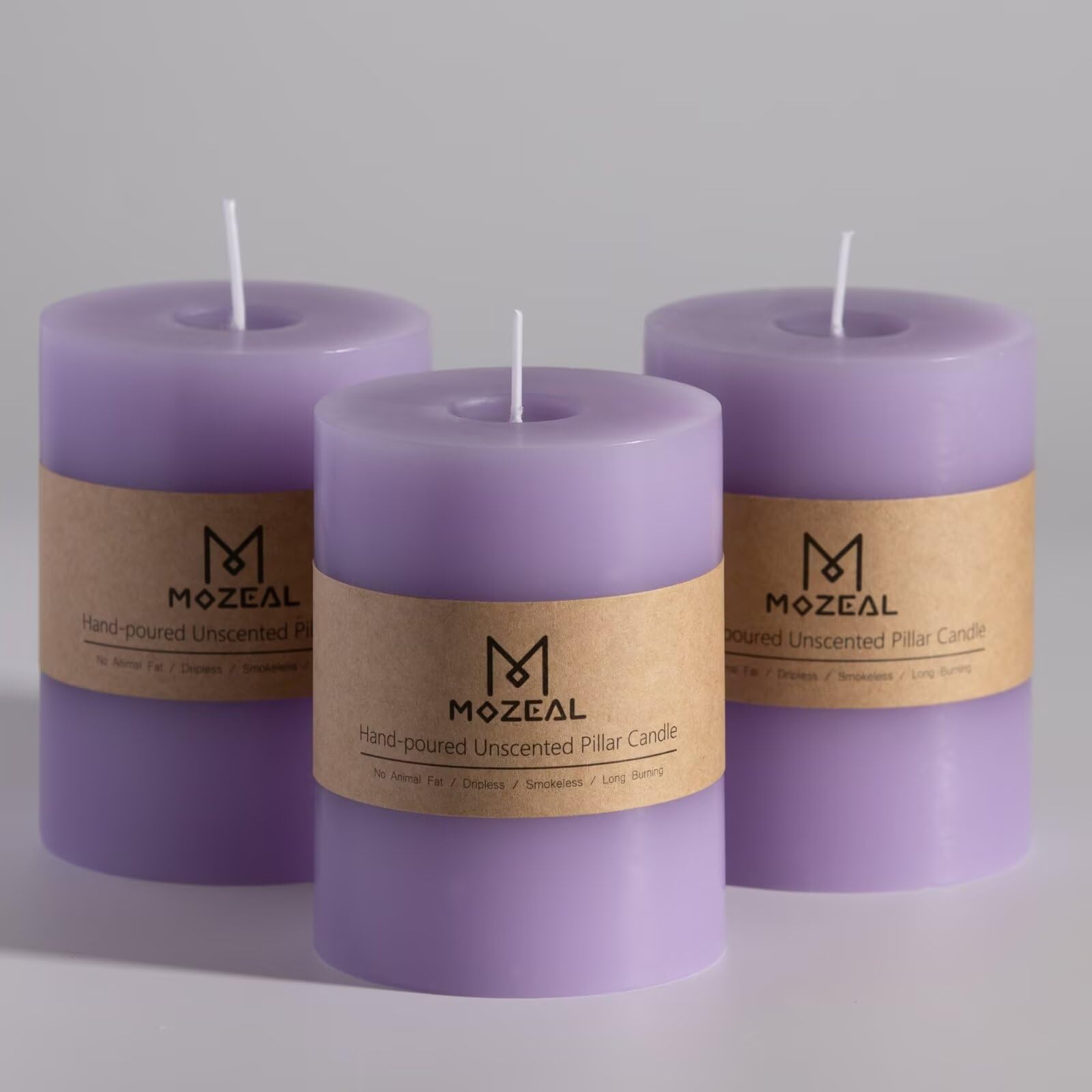 Amazon.com: MOZEAL 3" x 4" Hand-Poured Unscented Lavender Candle ...