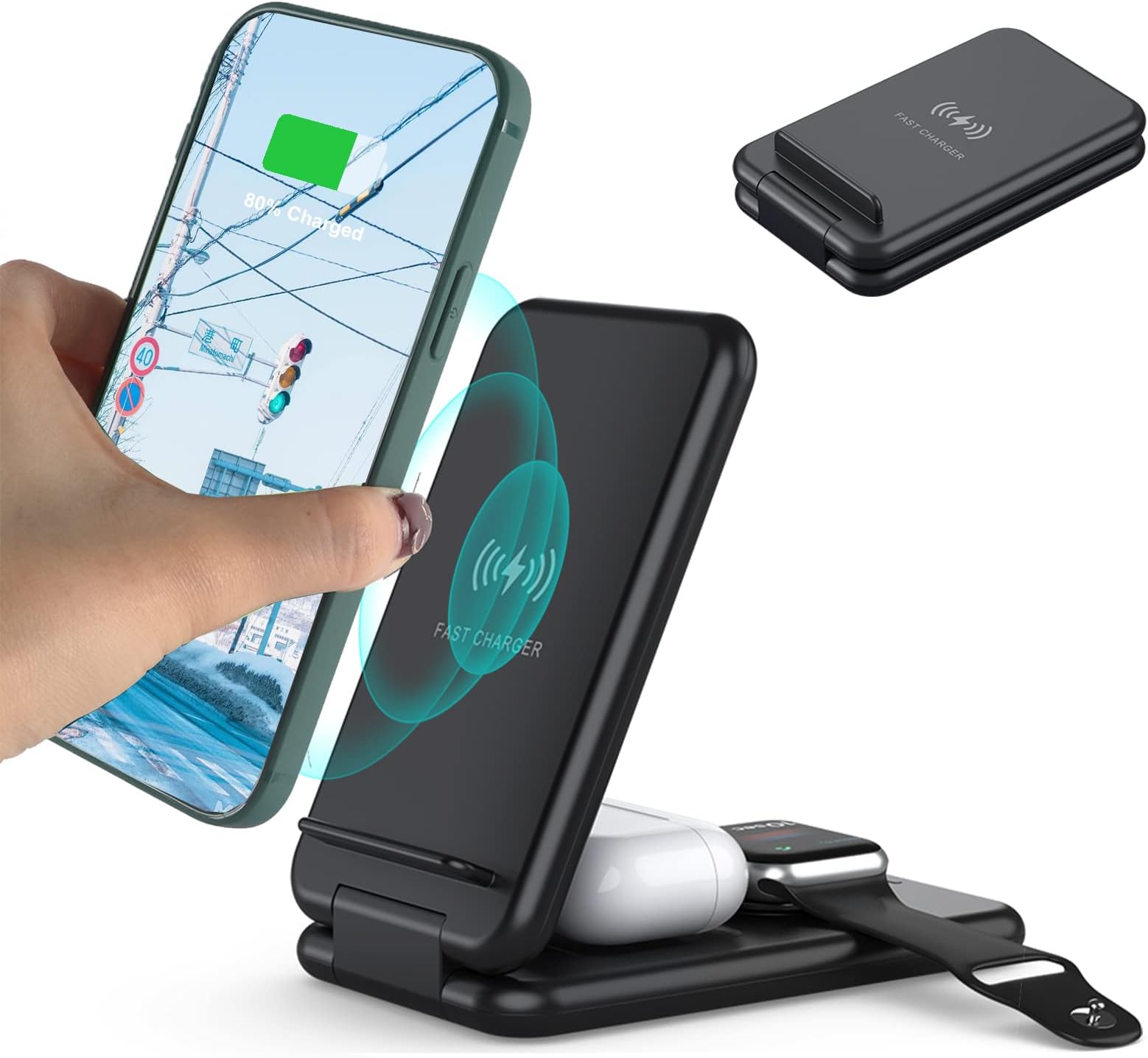 Amazon.com: Wireless Charging Station,3 in 1 Wireless Charger for ...