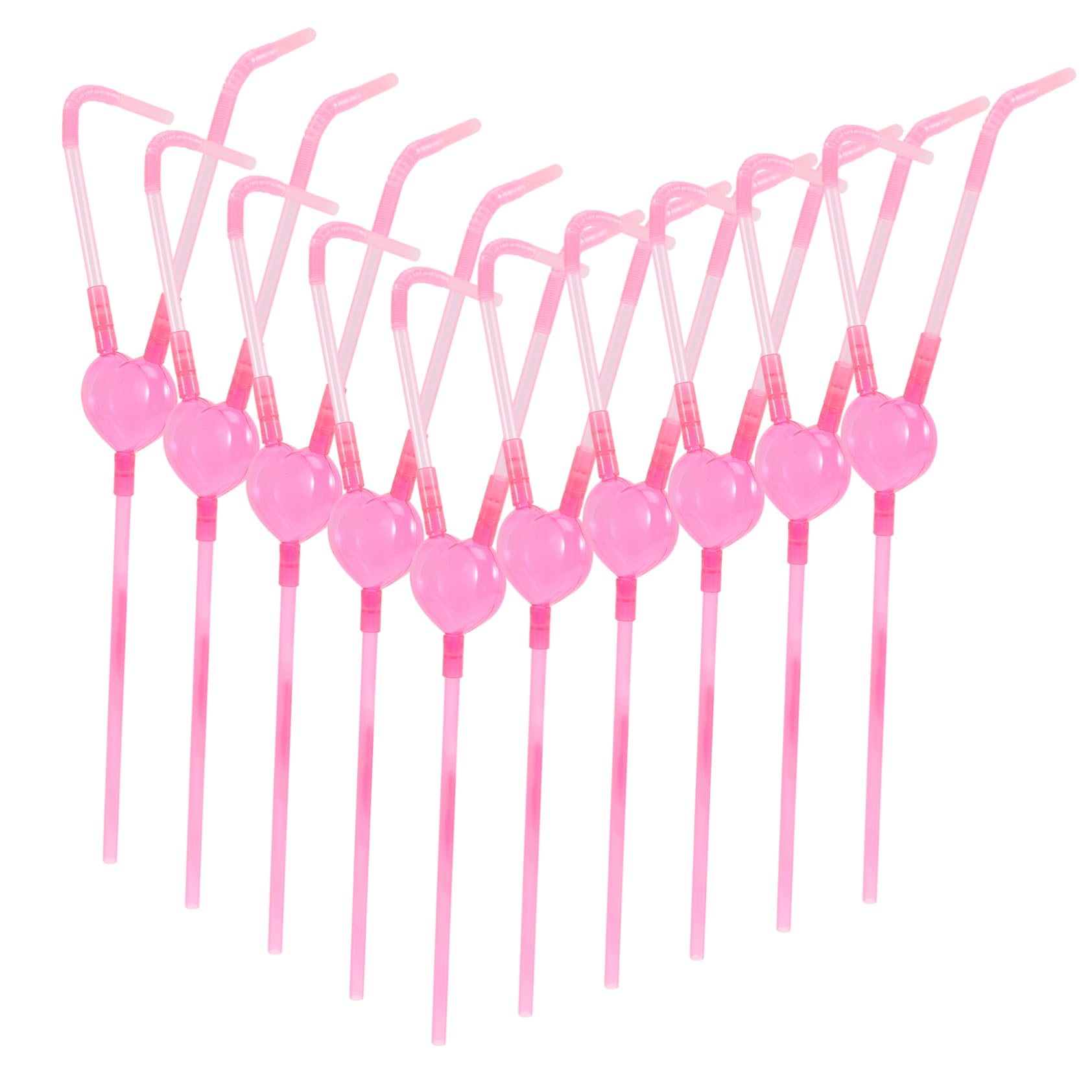 Straws Drinking Plastic Heart Shaped Beverage Straw, Pink Heart Shape ...